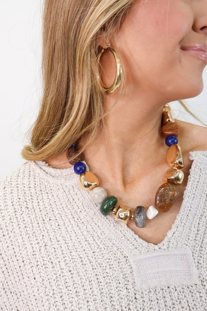 Chunky Earth Tone Multi Beaded Necklace – Moda Boutique