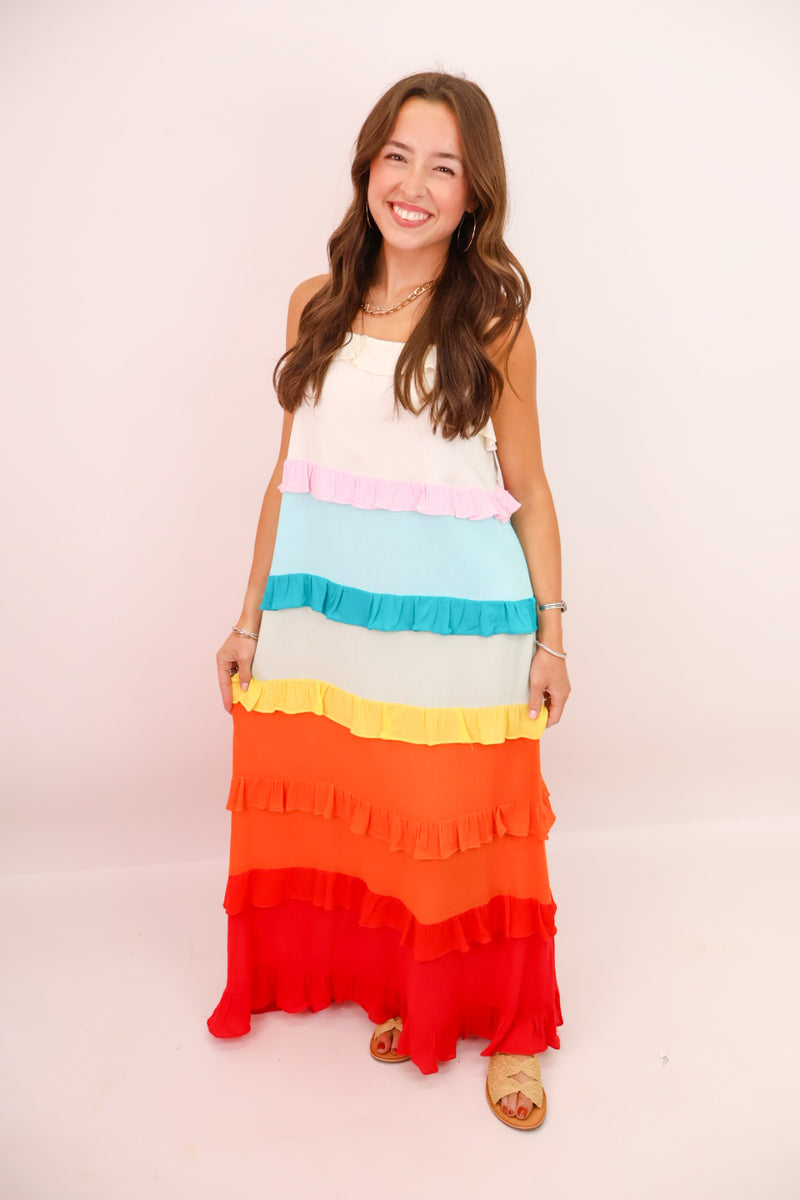 Sunset Ruffle Maxi Dress – Moda Boutique